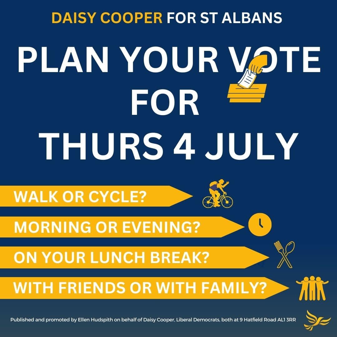 Plan your vote for Thurs 4 July - Daisy Cooper